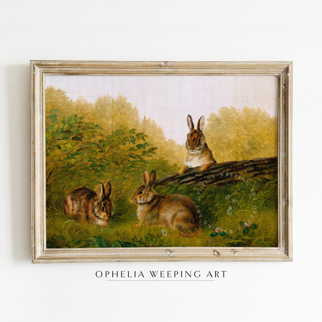 Printable Wall Art for Spring, Farmhouse Bunny Decor, Cottagecore ...
