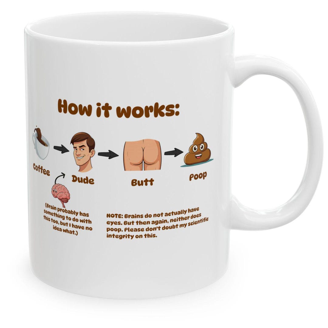 Coffee Goes In, Poop Comes Out Funny Ceramic Mug, Toilet Humor Coffee ...