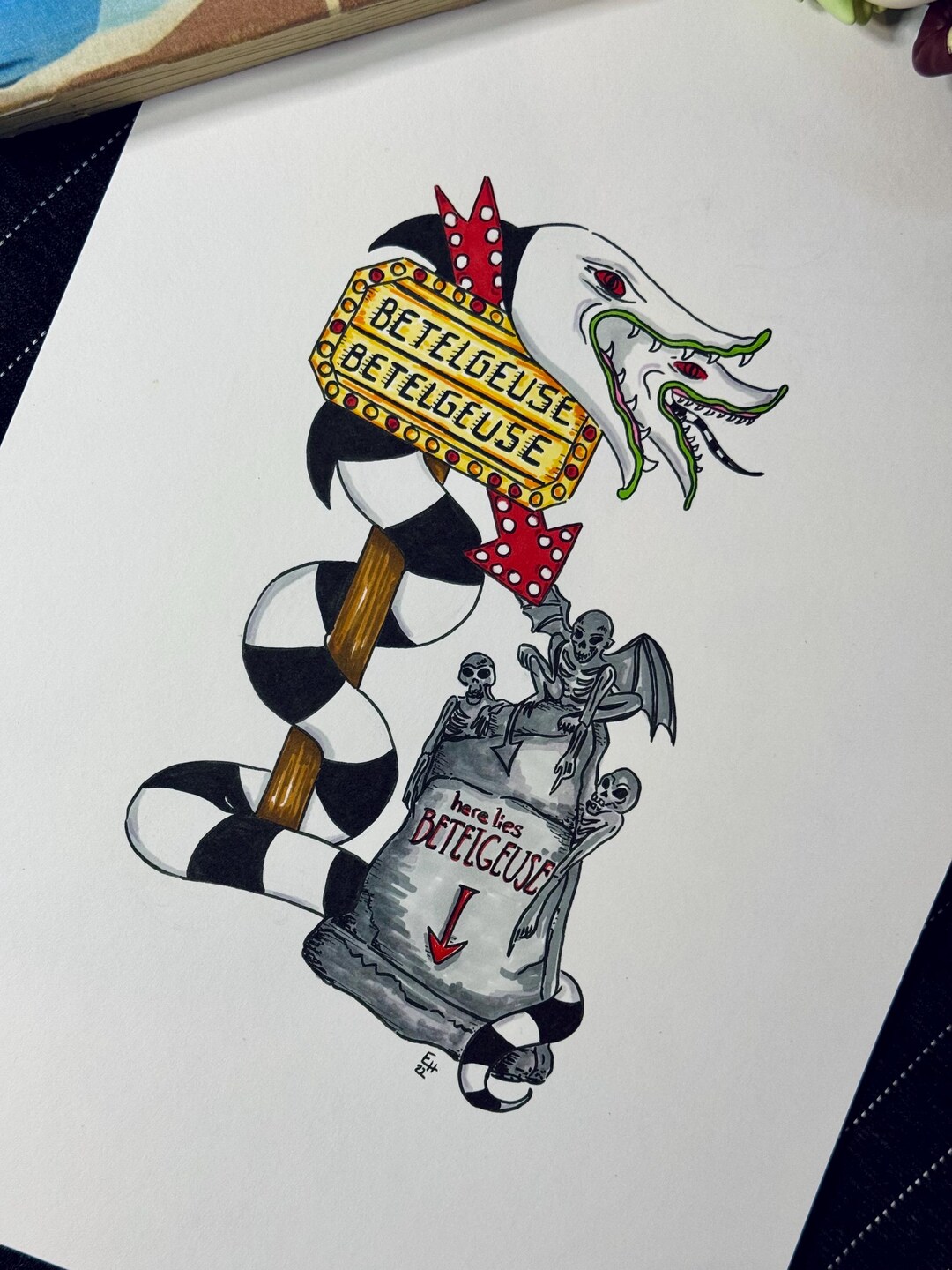 Beetlejuice Betelgeuse Gravestone Sandworm Sign Tim Burton Digital ...