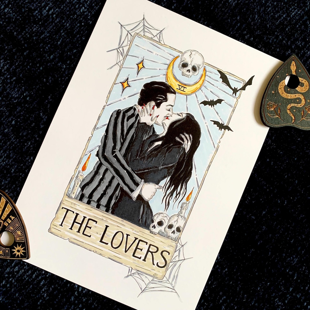 TAROT CARD, the Lovers, Addams Family, Goth, Horror, Halloween, Spooky ...