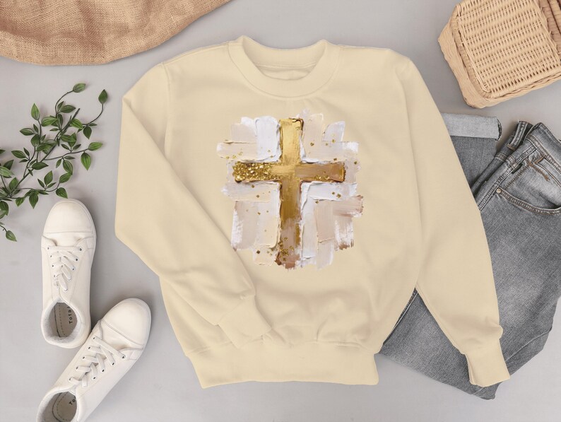 Cross Faux Paint Sweater; Custom Sweat Shirt; Gift; Dtf; Png - Etsy