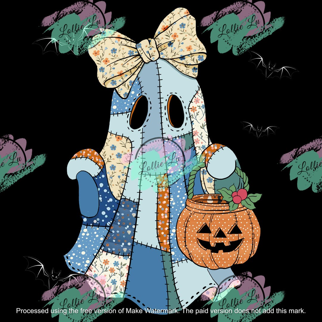 Patchwork Ghost Girl Print: Halloween PNG File (digital Download) - Etsy