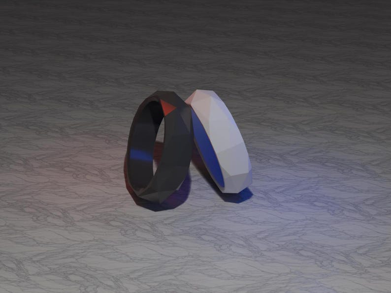 Resin Ring, Polygon Ring, Midnight Black, Milky White, Minimalist, Ring ...