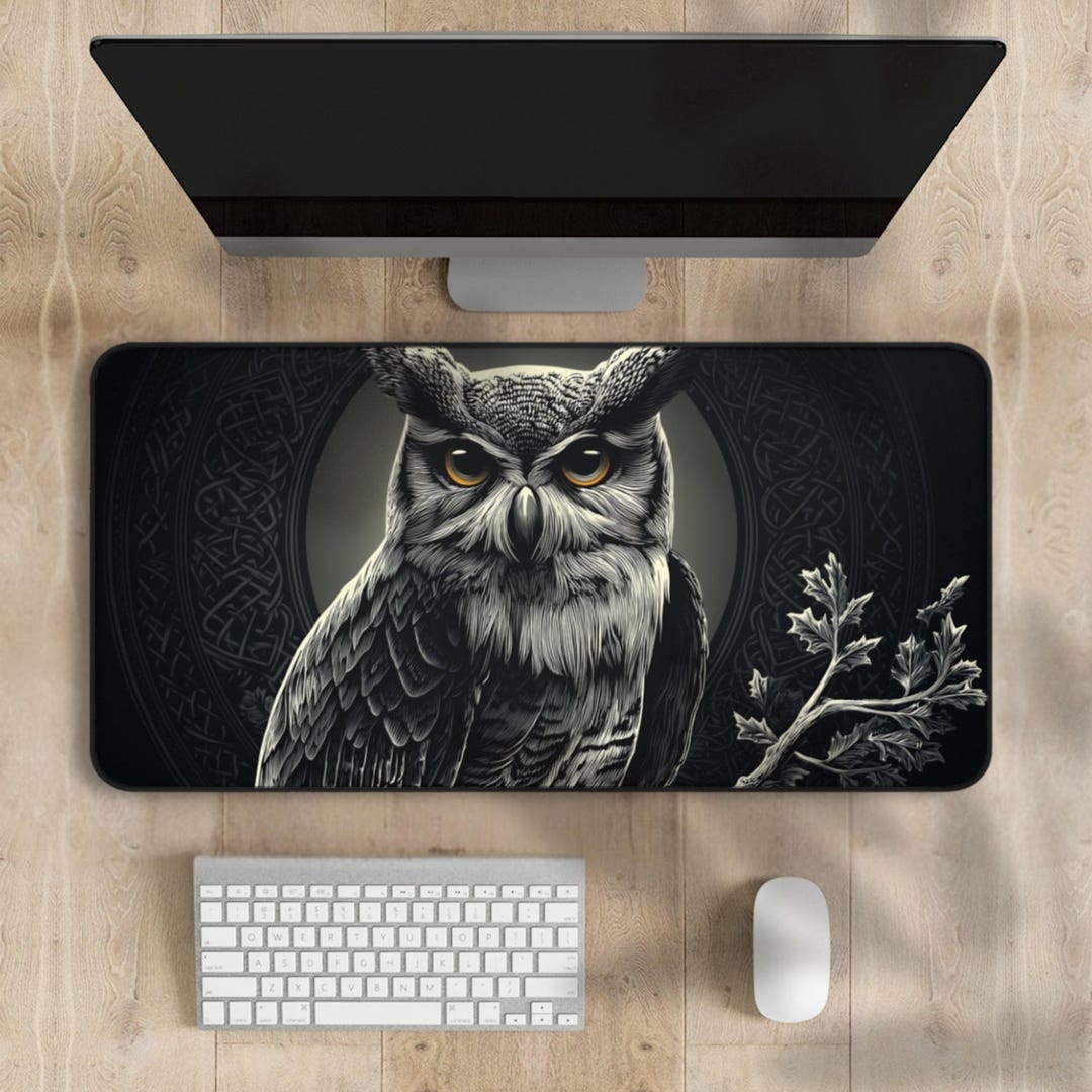 Gothic Owl Desk Mat: Dark Academia Fantasy Mouse Pad - Etsy