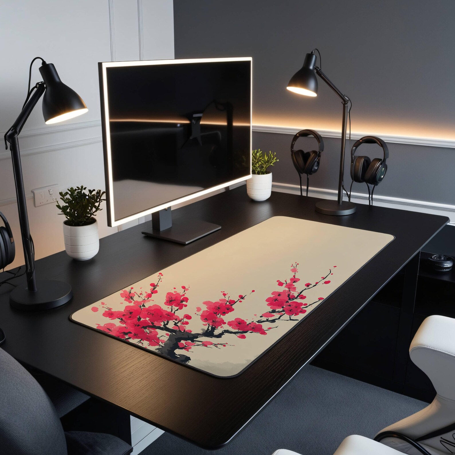 Cherry Blossom Desk Mat: Minimalist Japanese Sakura Mouse Pad for ...