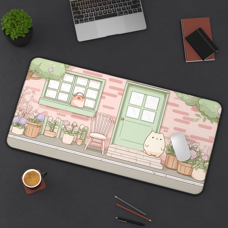 Cottage Mouse Pad Kawaii Gaming Desk Mat XL Cartoon Mousepad Pastel ...