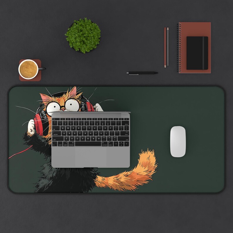 Funny Cat Desk Mat, Cute Gaming Keyboard Pad, Oversized Mousepad ...