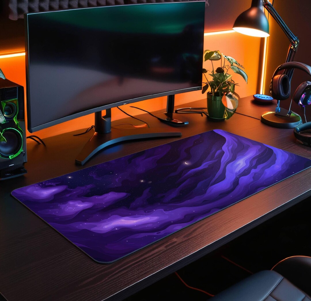 Purple Desk Mat, Celestial Moon Desk Mat, Purple Mousepad XXL, Desk ...