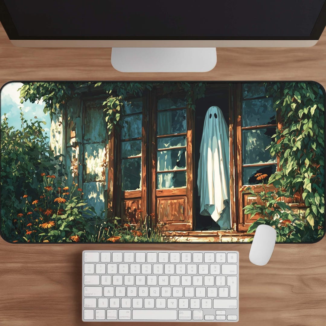 Cottagecore Ghost Desk Mat: Spooky Season Desk Decor for Home Office - Etsy