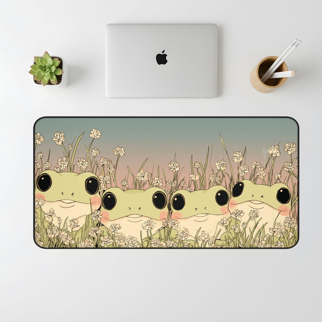 Cute Frogs Desk Mat, Kawaii Gaming Mouse Pad, Large Desk Pad, Cartoon ...