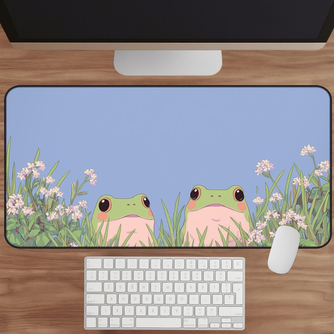 Cute Frogs Desk Mat, Kawaii Gaming Mouse Pad, Large Desk Pad, Cartoon ...