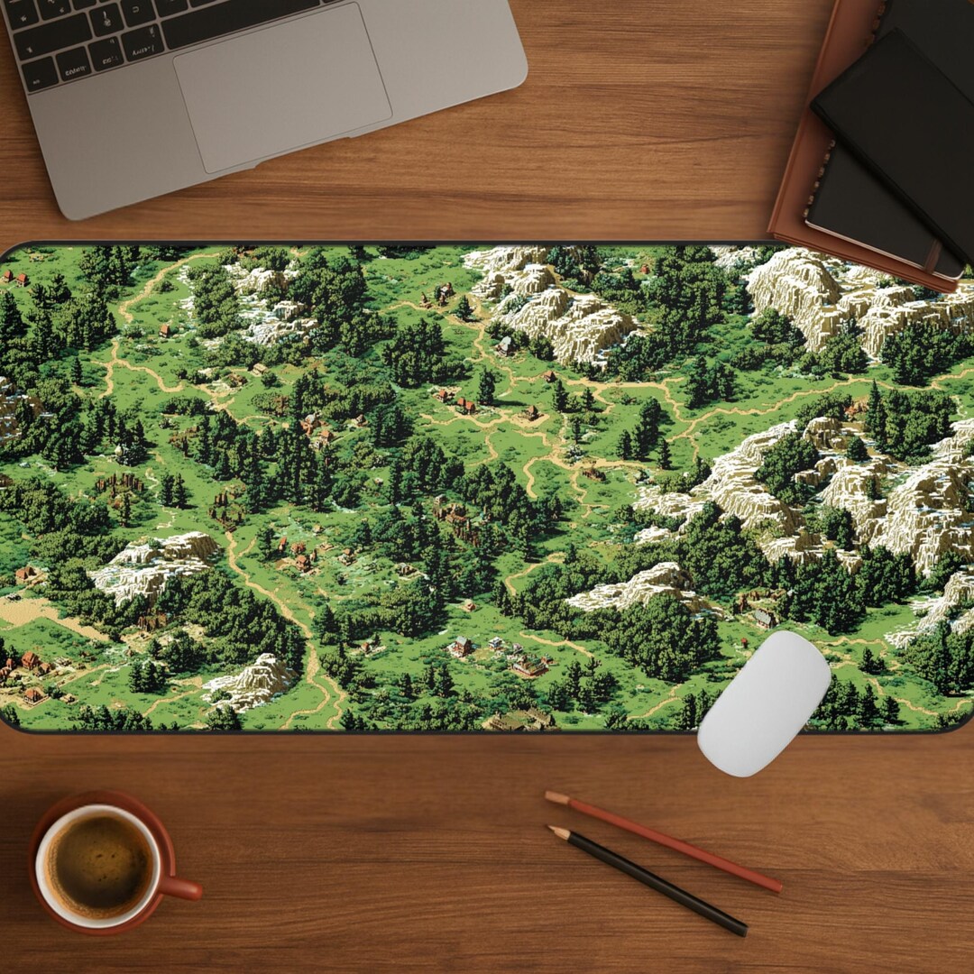Pixel Art Desk Mat, Gaming Map Mouse Pad, Retro RPG Desk Pad XXL ...