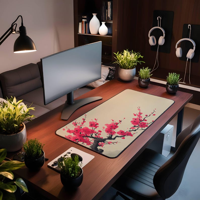 Cherry Blossom Desk Mat: Minimalist Japanese Sakura Mouse Pad for ...