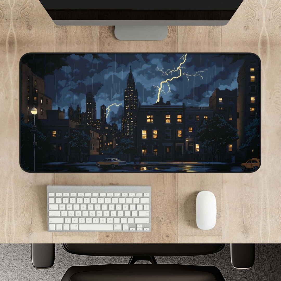 Gothic City Desk Mat, Desk Pad & Extra Large Mouse Pad, Gothic Desk Mat ...