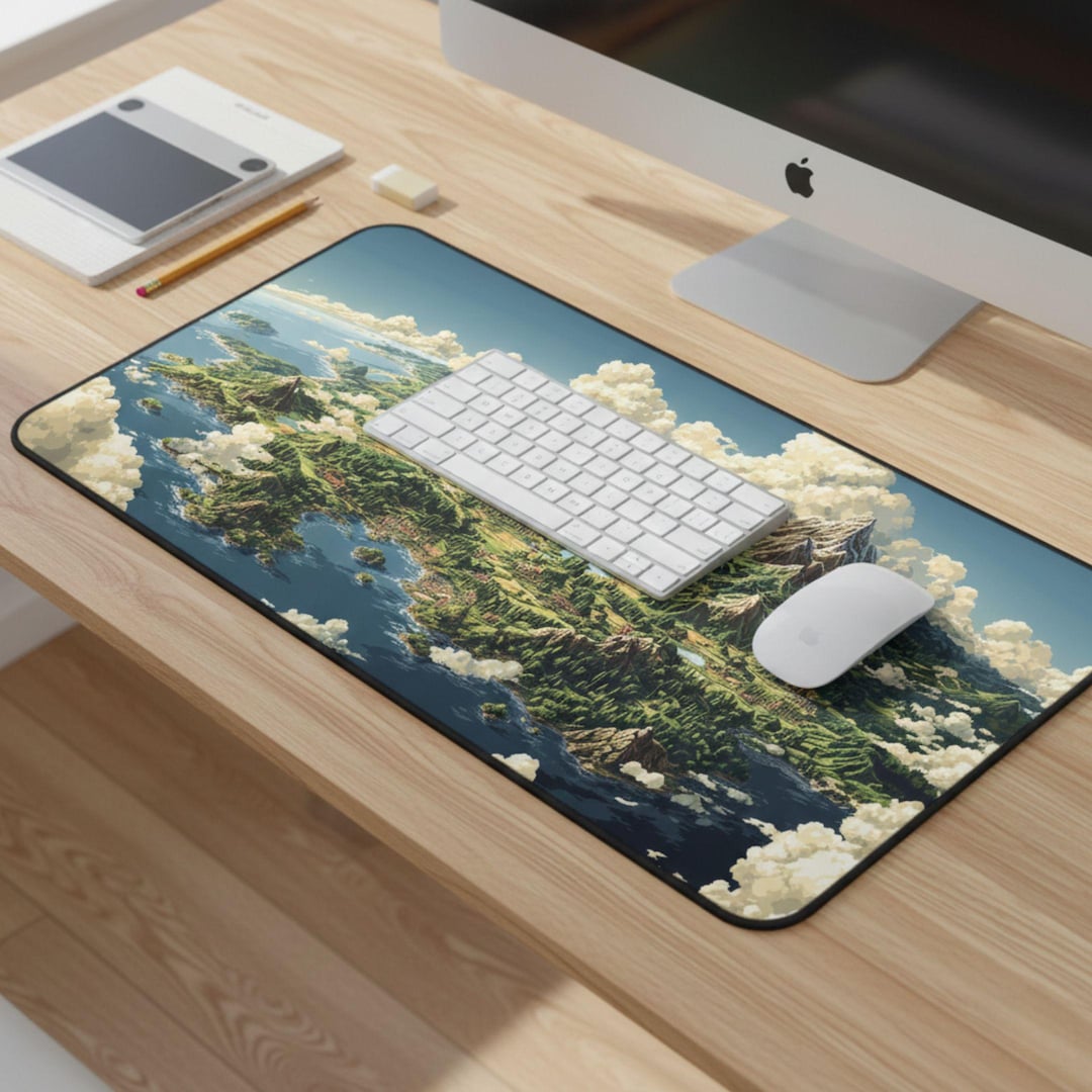 Fantasy World Map Desk Mat, Pixel Art Mouse Pad, RPG Desk Pad XL ...
