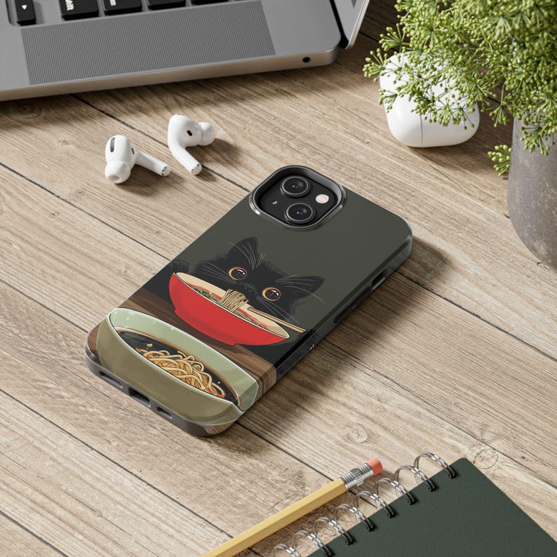 Ramen Cat Phone Case Japanese Food Art Aesthetic iPhone 16 15 14 Pro ...