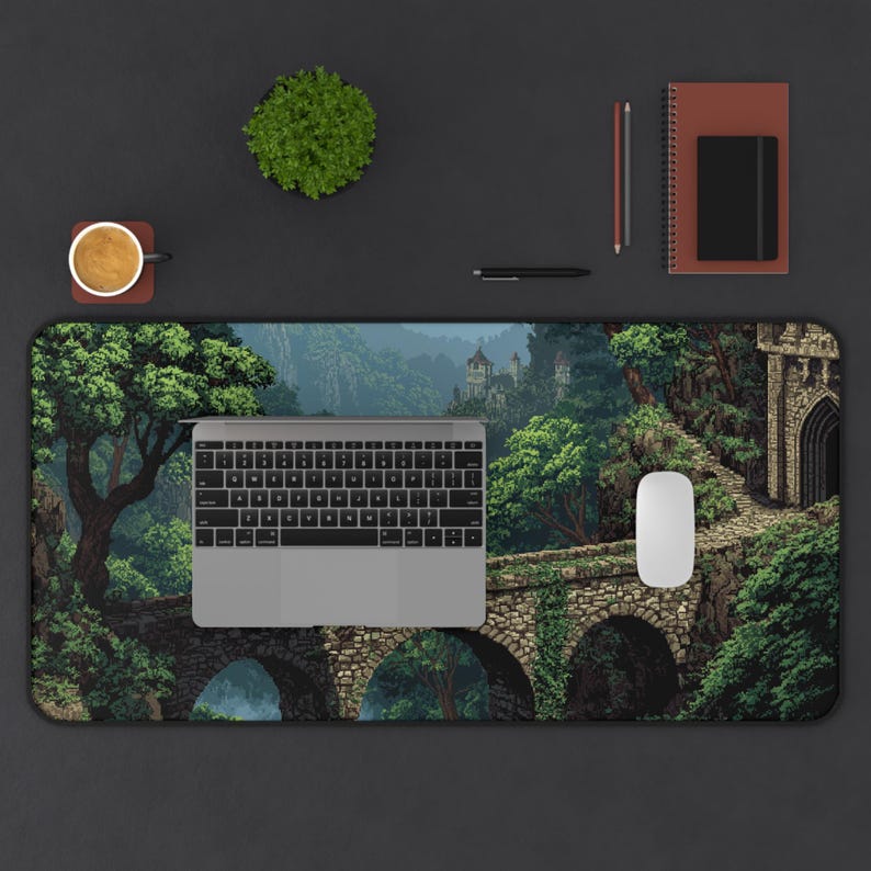 Forest Pixel Art Desk Mat, Fantasy RPG Gaming Mouse Pad, Medieval ...