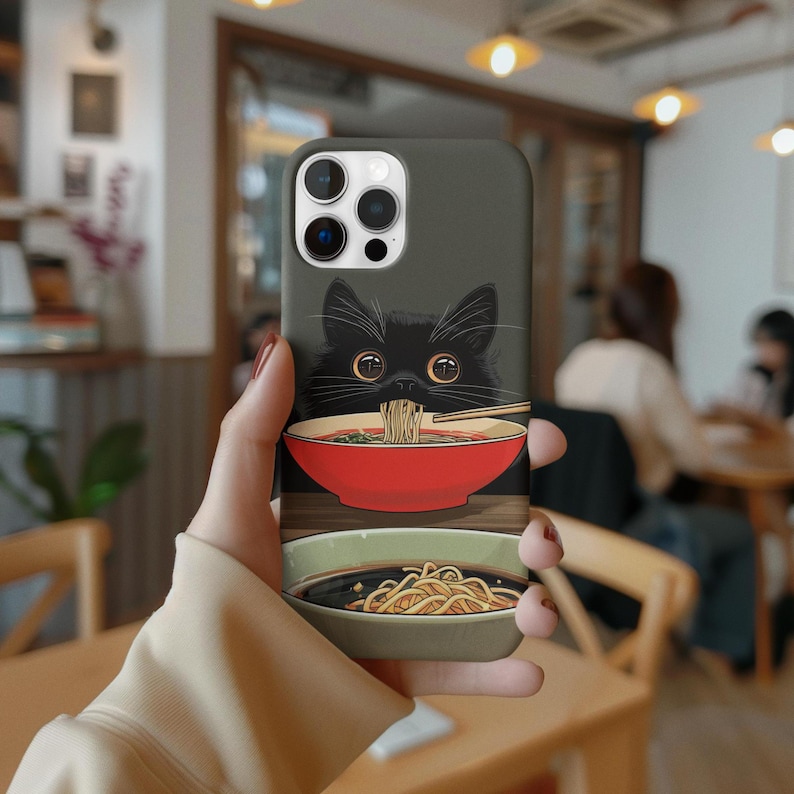 Ramen Cat Phone Case Japanese Food Art Aesthetic iPhone 16 15 14 Pro ...