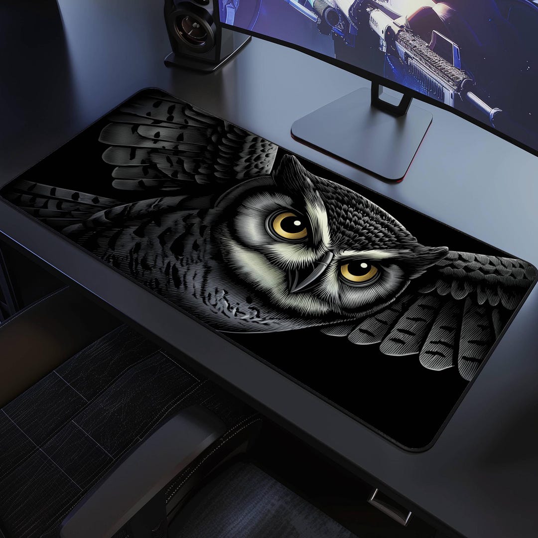 Gothic Owl Desk Mat: Dark Academia Fantasy Mouse Pad - Etsy