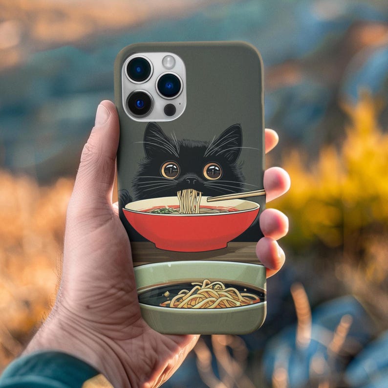 Ramen Cat Phone Case Japanese Food Art Aesthetic iPhone 16 15 14 Pro ...