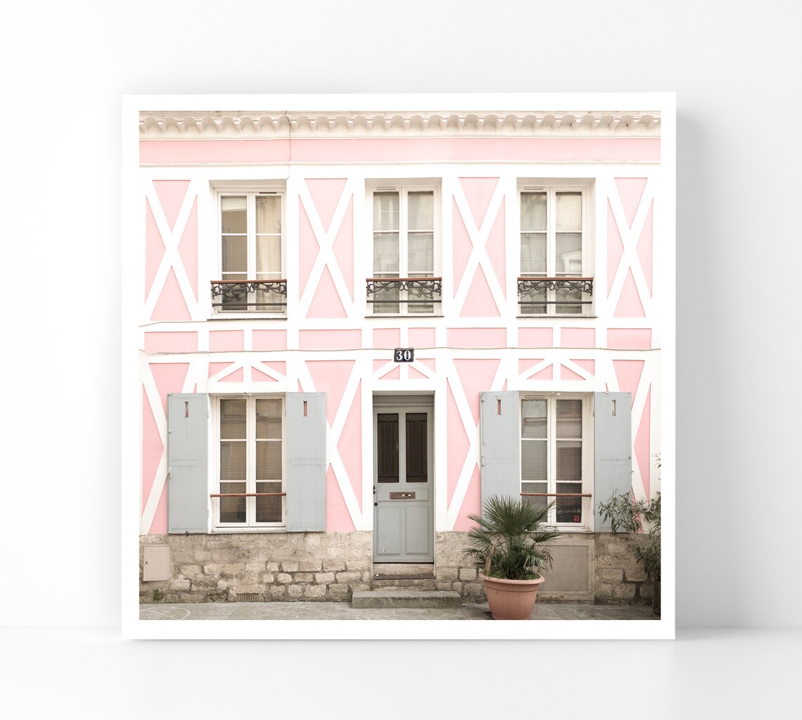 Paris Photography Pink House on Rue Cremieux 5x5 Paris Fine | Etsy