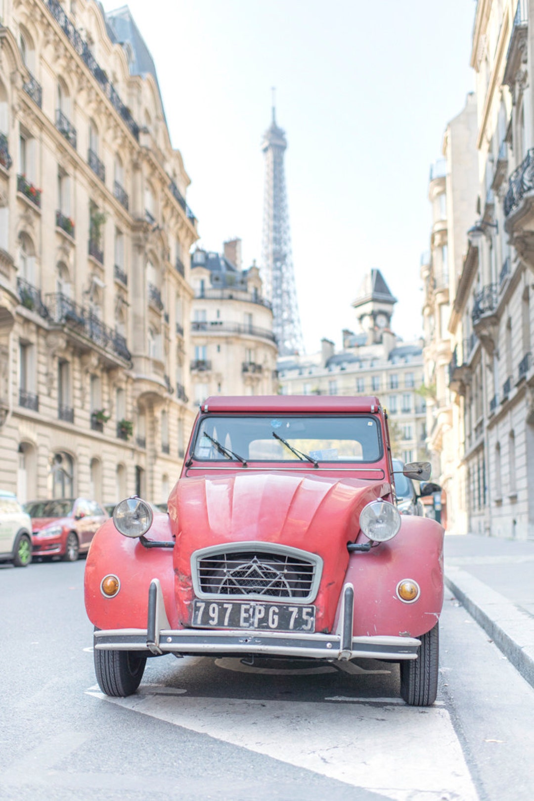 Paris Photograph - Red Citroen and the Eiffel Tower, French Car, French ...