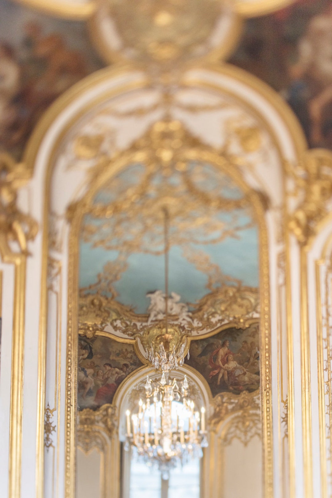 Paris Photograph Gilt and Blue Chamber, Elegant Chandelier Fine Art ...