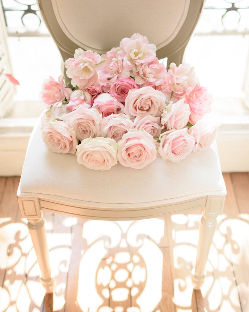 Paris Photograph - Roses on a Parisian Chair, Gallery Wall, Large Wall ...