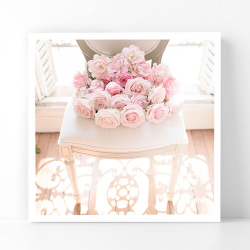 Paris Photograph Roses on a Parisian Chair Gallery Wall - Etsy