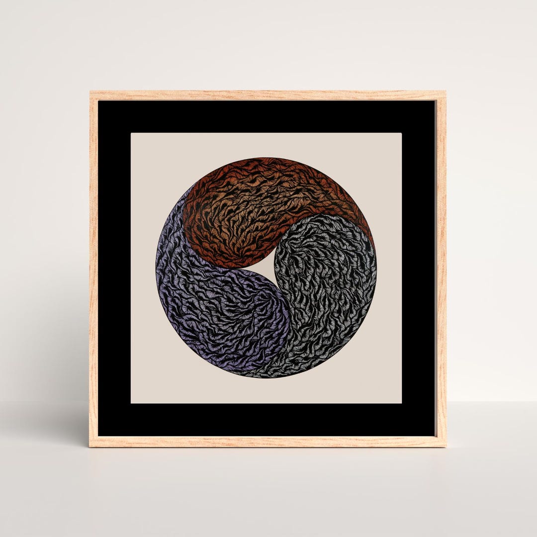 Sacred Geometry Triple Yin Yang Wall Art Print Archival Quality Fine ...