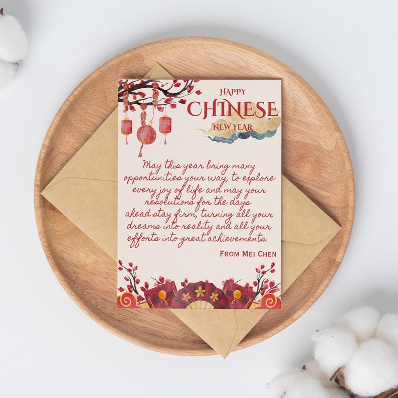 Chinese New Year Card Template Lunar New Year Card Template Chinese New ...