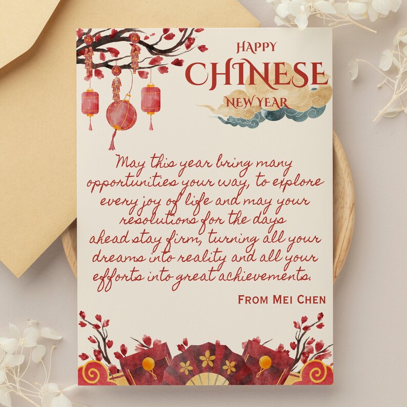 Chinese New Year Card Template Lunar New Year Card Template Chinese New ...