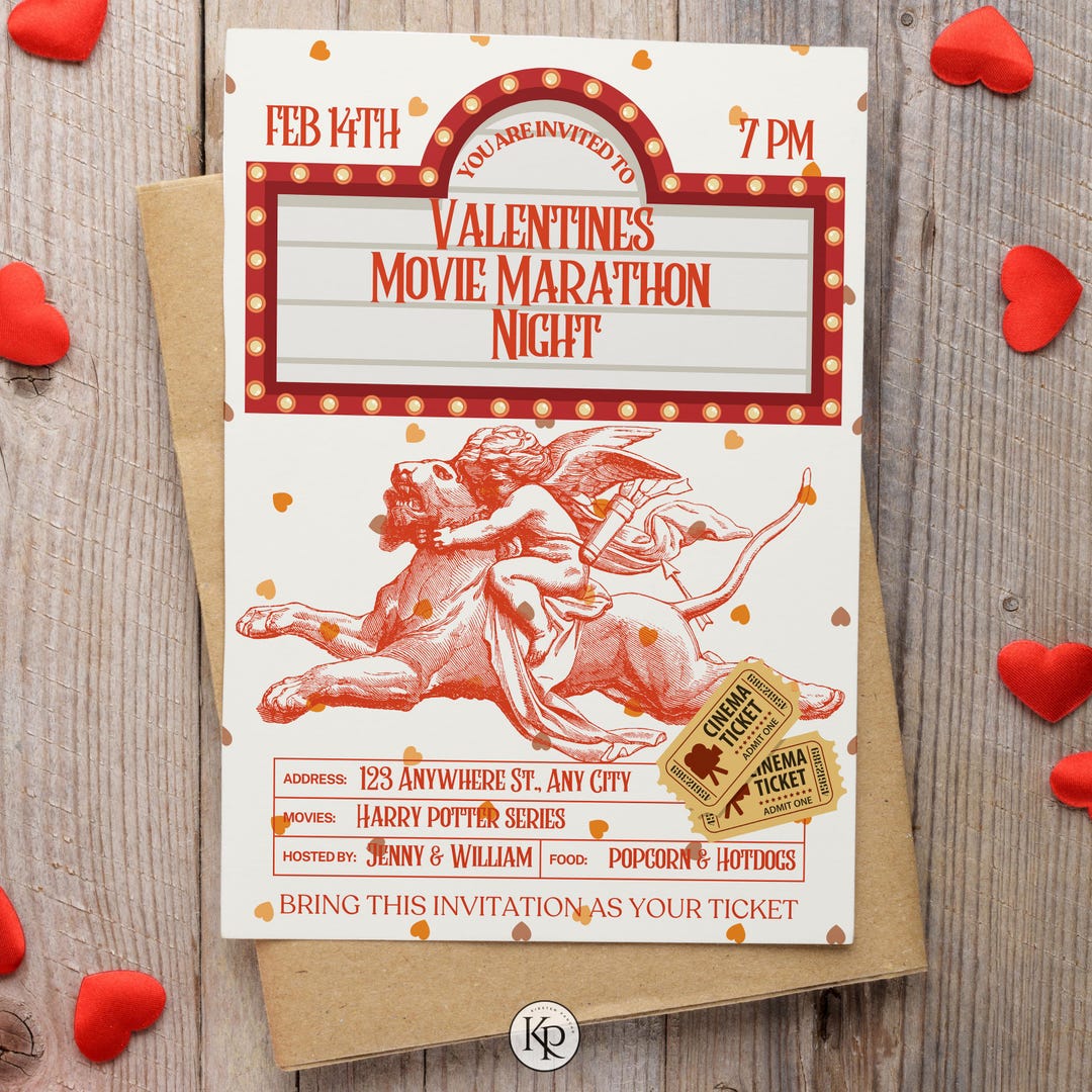 Valentines Movie Marathon Night Invitation Template Valentines Day ...