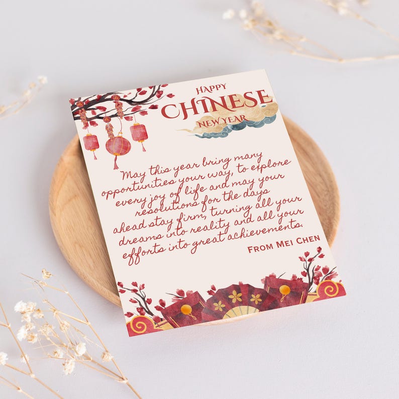 Chinese New Year Card Template Lunar New Year Card Template Chinese New ...