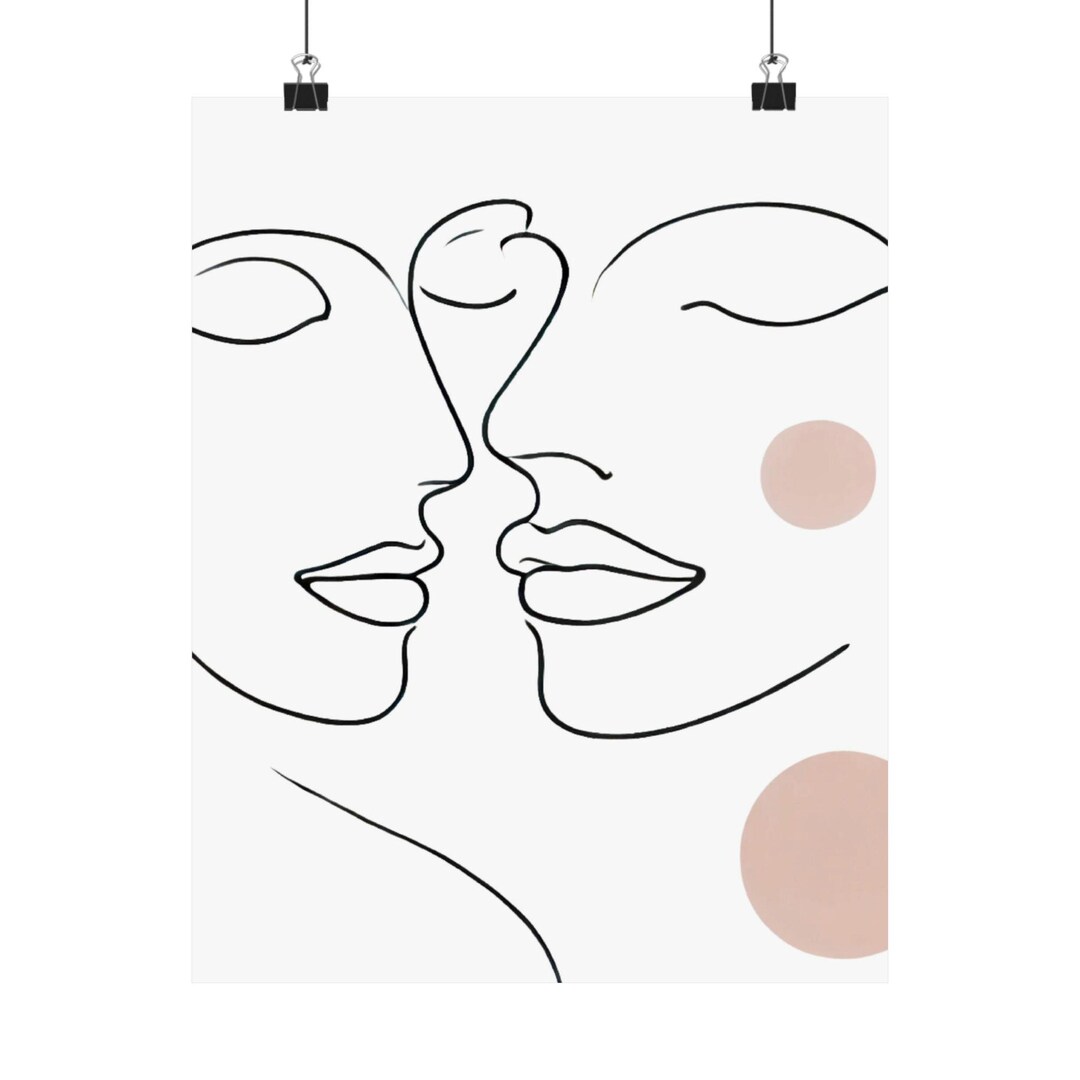 Minimalist Couple Line Art Print Modern Black and White Abstract Wall ...