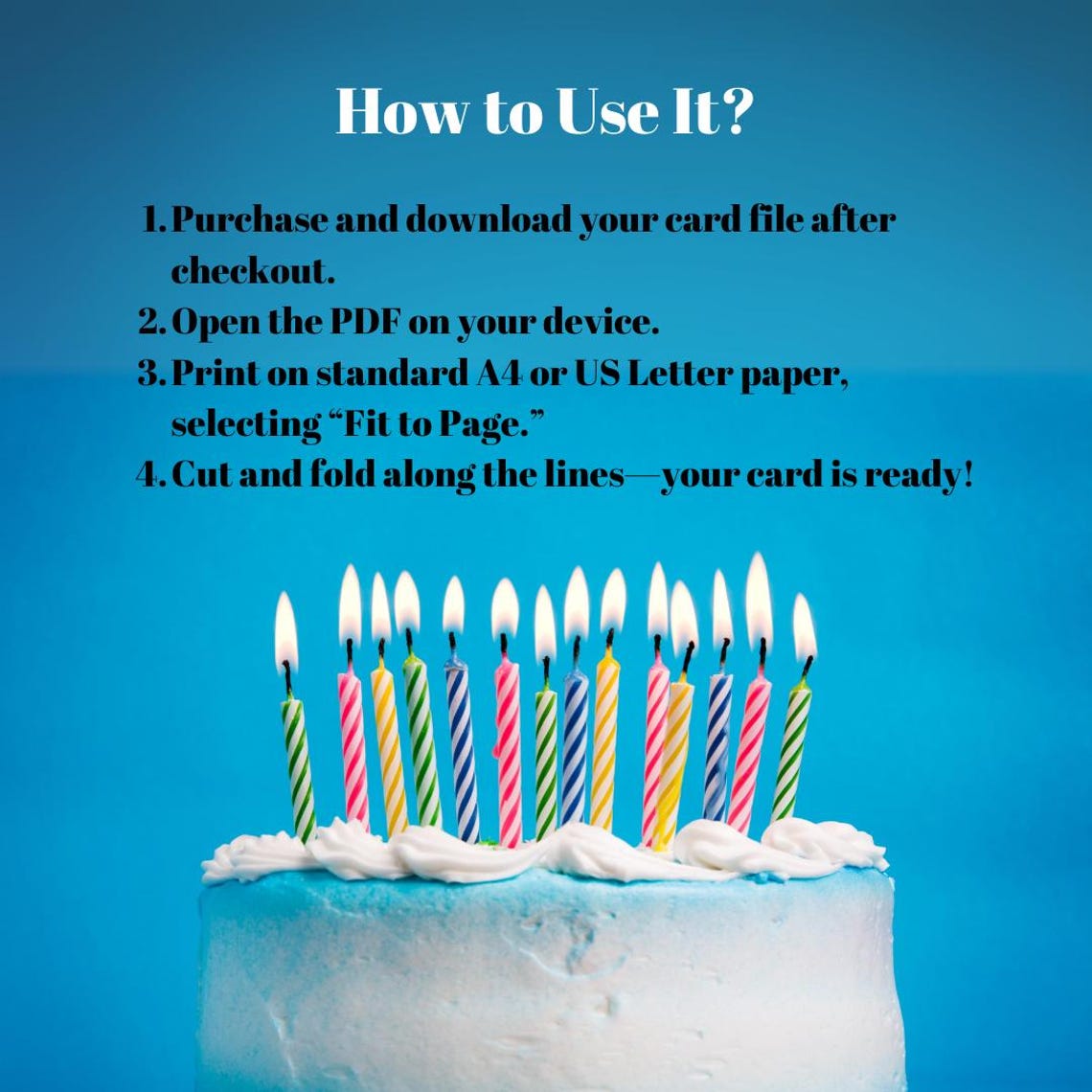Printable Birthday Card Digital Download Quick and Easy Printable ...