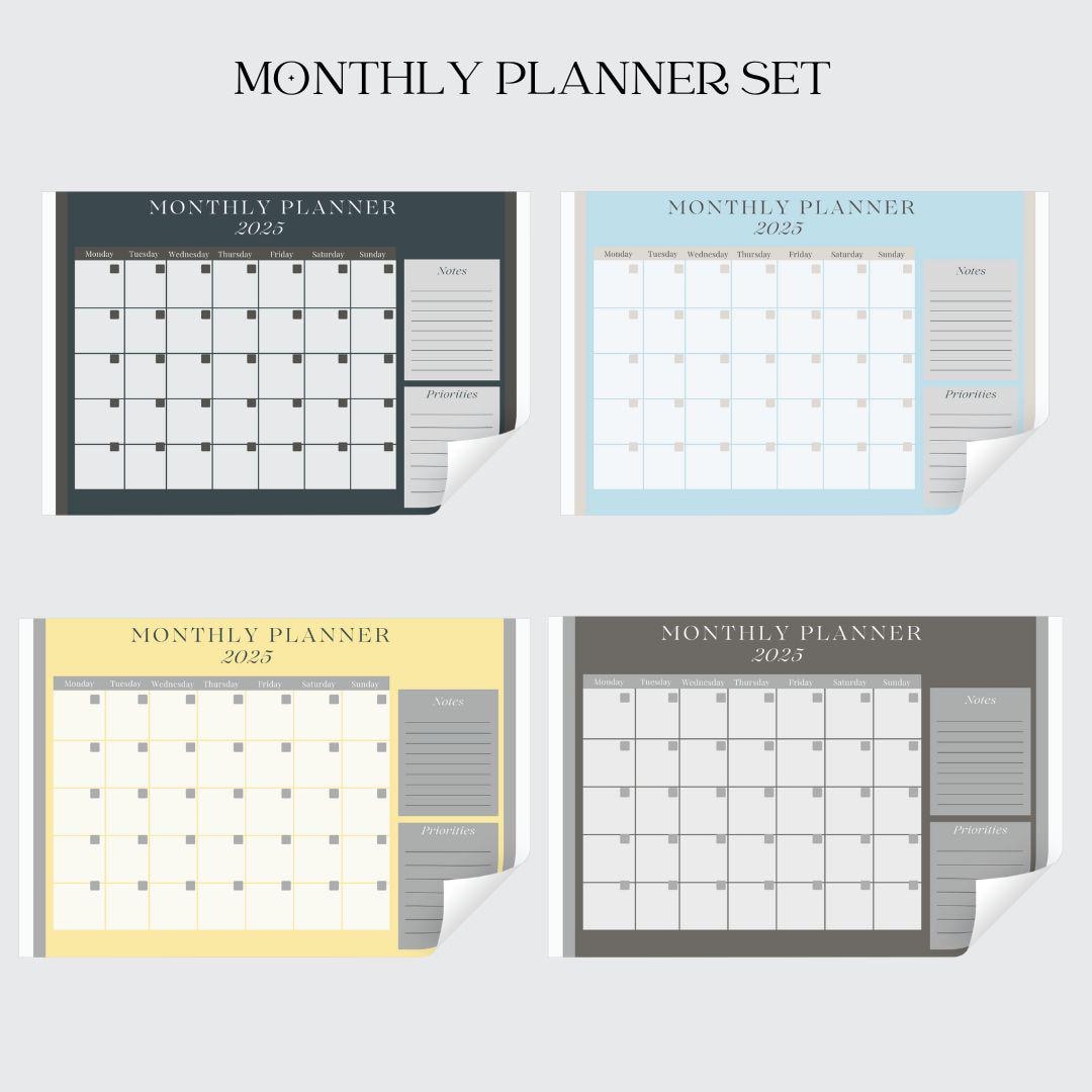 Set of 4 Monthly Planners PDF, Digital Monthly Organizers ,printable ...