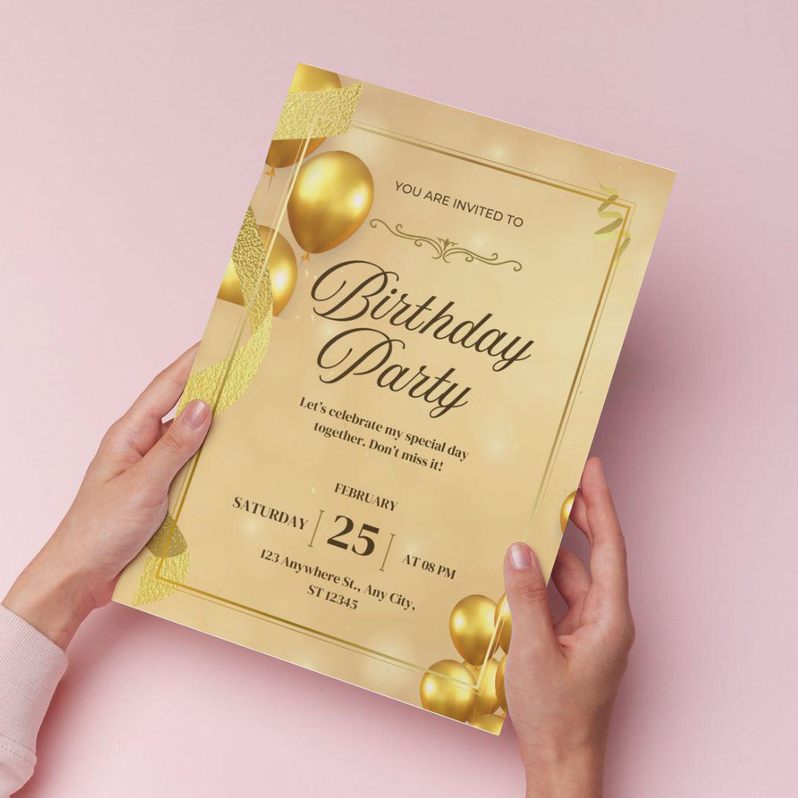 Editable Birthday Party Invitation in Canva, Personalized Birthday ...