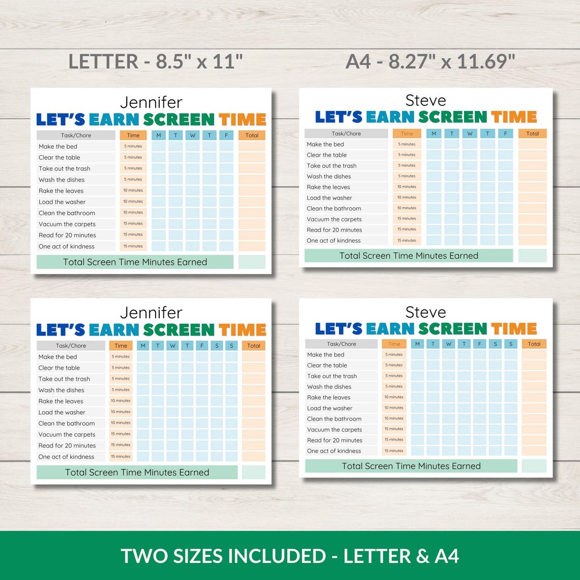 Screen Time Chore Chart: Editable Summer Checklist (digital Download ...