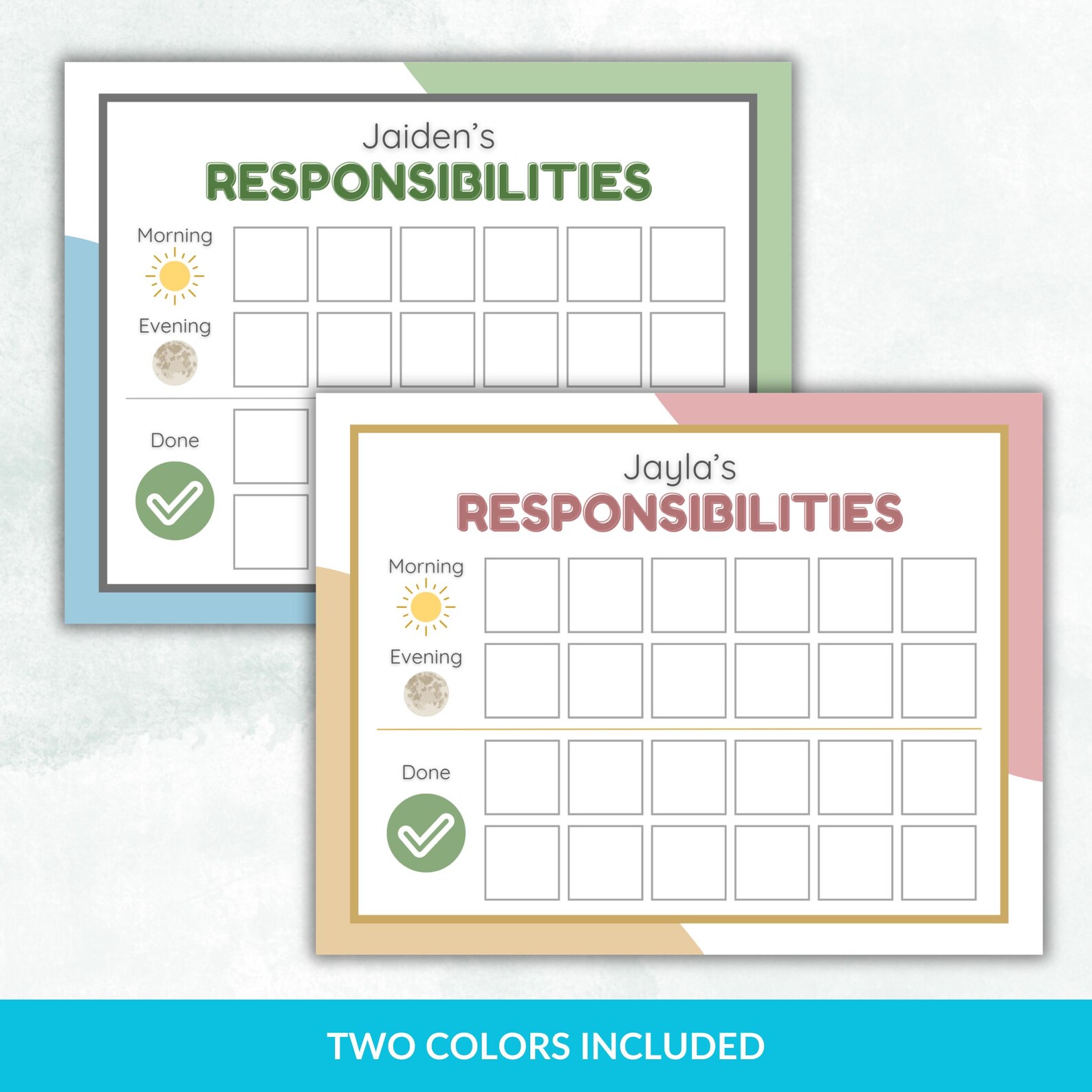 Kids Daily Responsibilities Chart | Customizable | Children's Colorful ...