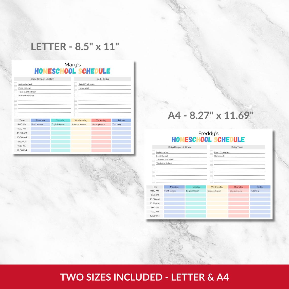 Editable Homeschool Schedule Template: Colorful Daily Planner (digital ...