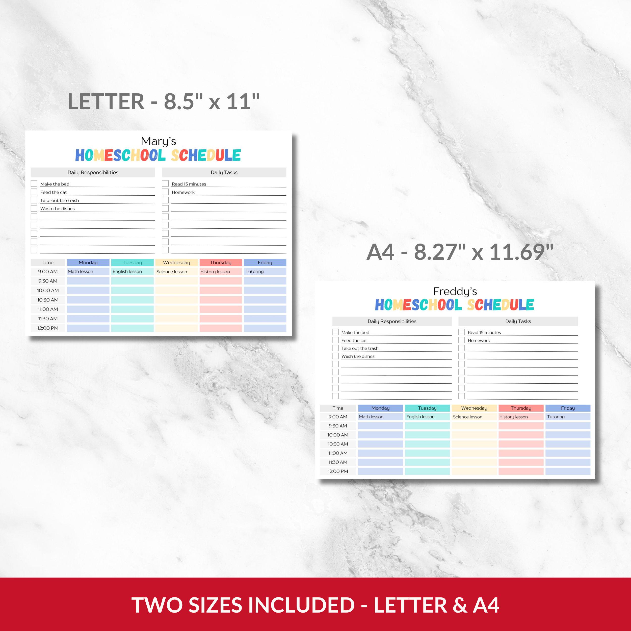 Editable Homeschool Schedule Template: Colorful Daily Planner (digital ...