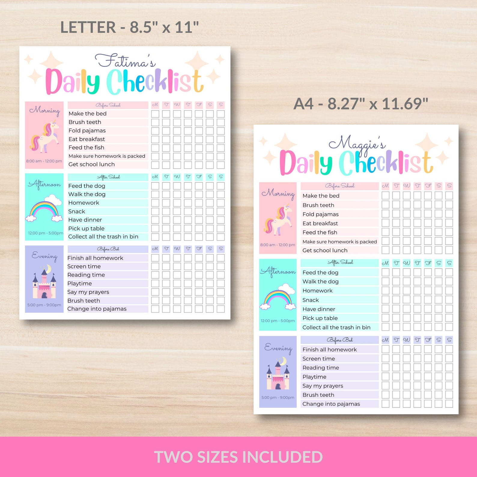 Kids Unicorn Daily Routine Checklist | You Can Do It | Positive ...