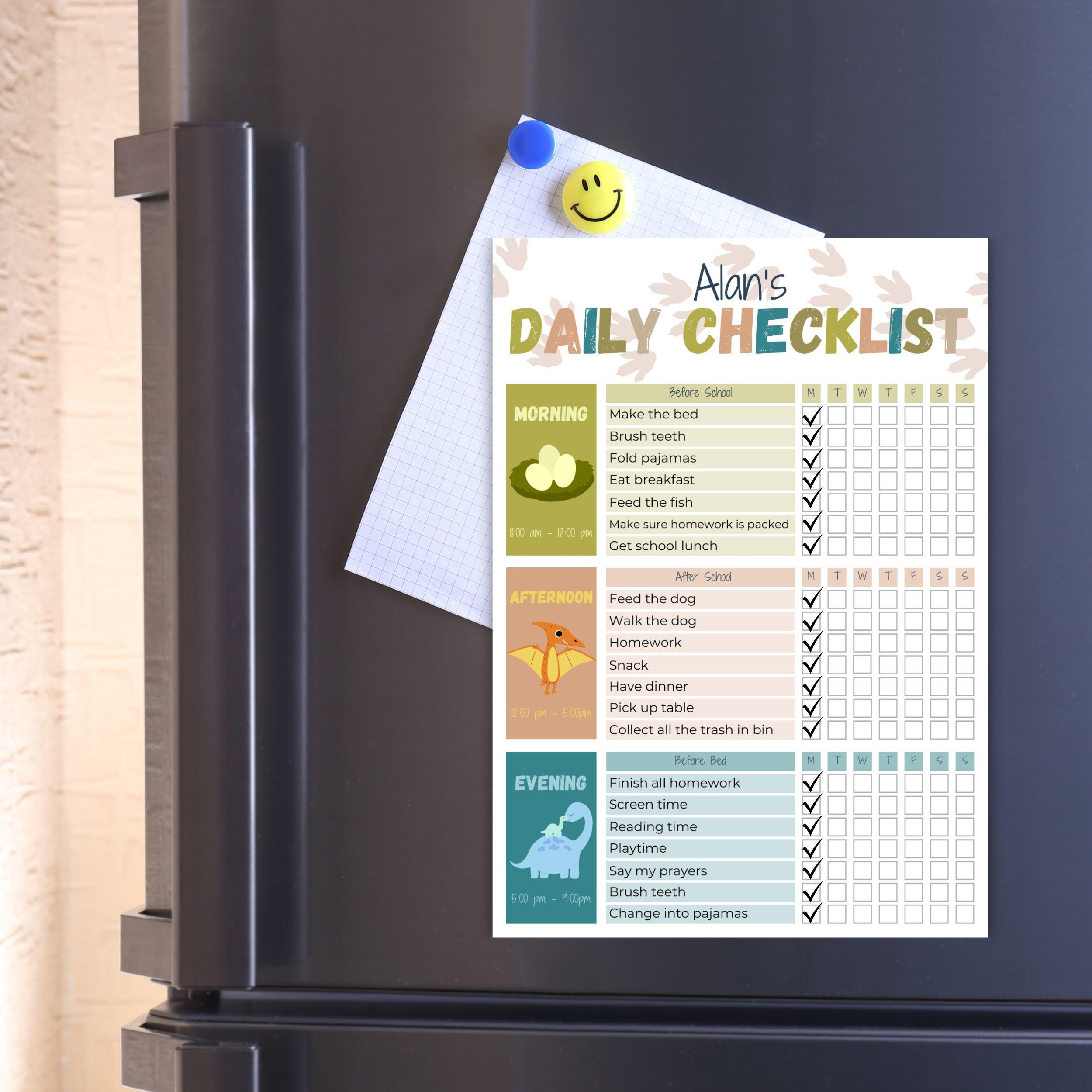 Kids Dinosaur Daily Routine Checklist You Can Do It Positive ...