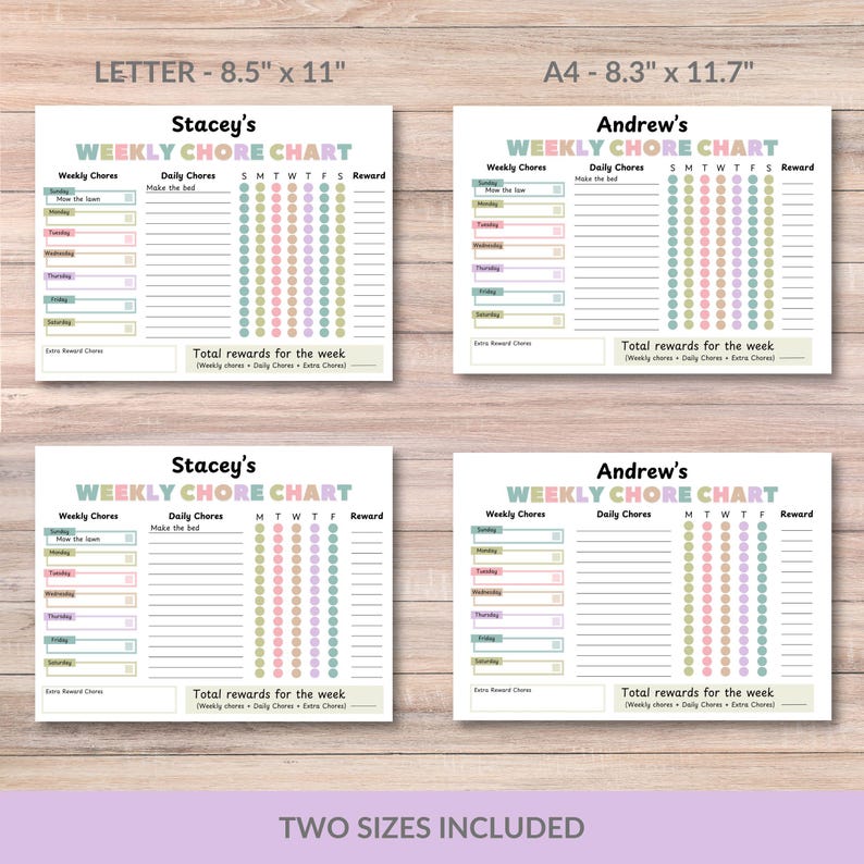 Weekly Chore Chart | Task Chart | Instant Download | Reward Chart ...