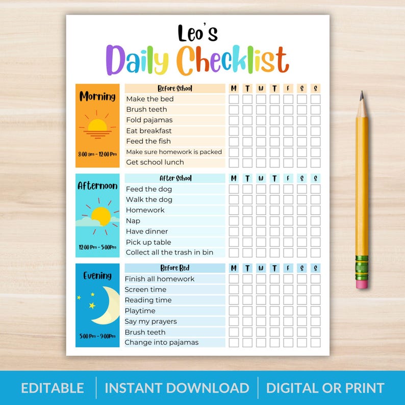 Kids Daily Routine Checklist | You Can Do It | Positive Reinforcement ...