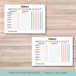 Weekly Chore Chart | Task Chart | Instant Download | Reward Chart ...
