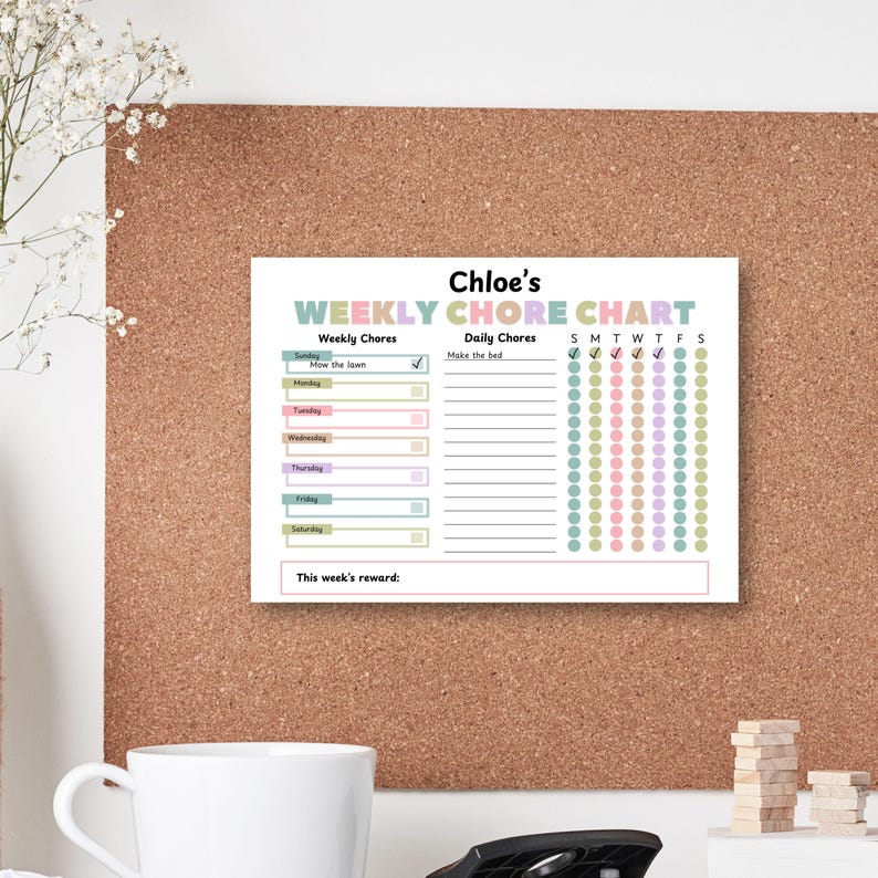 Weekly Chore Chart | Task Chart | Instant Download | Reward Chart ...