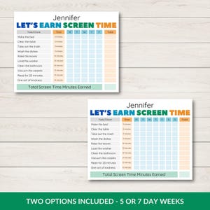 Screen Time Chore Chart: Editable Summer Checklist (digital Download ...
