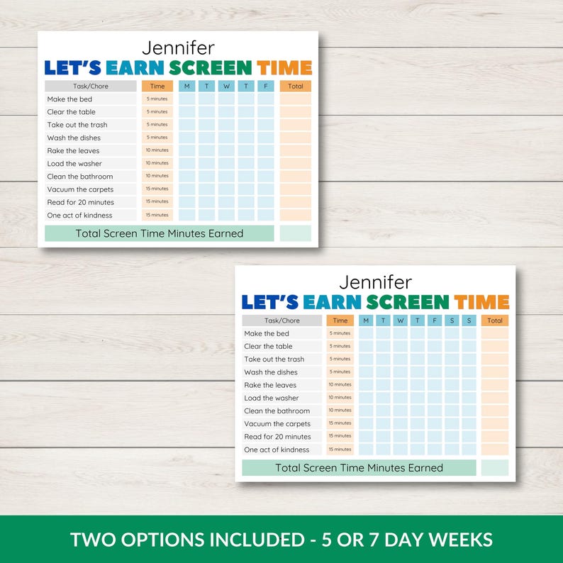Screen Time Chore Chart: Editable Summer Checklist (digital Download ...